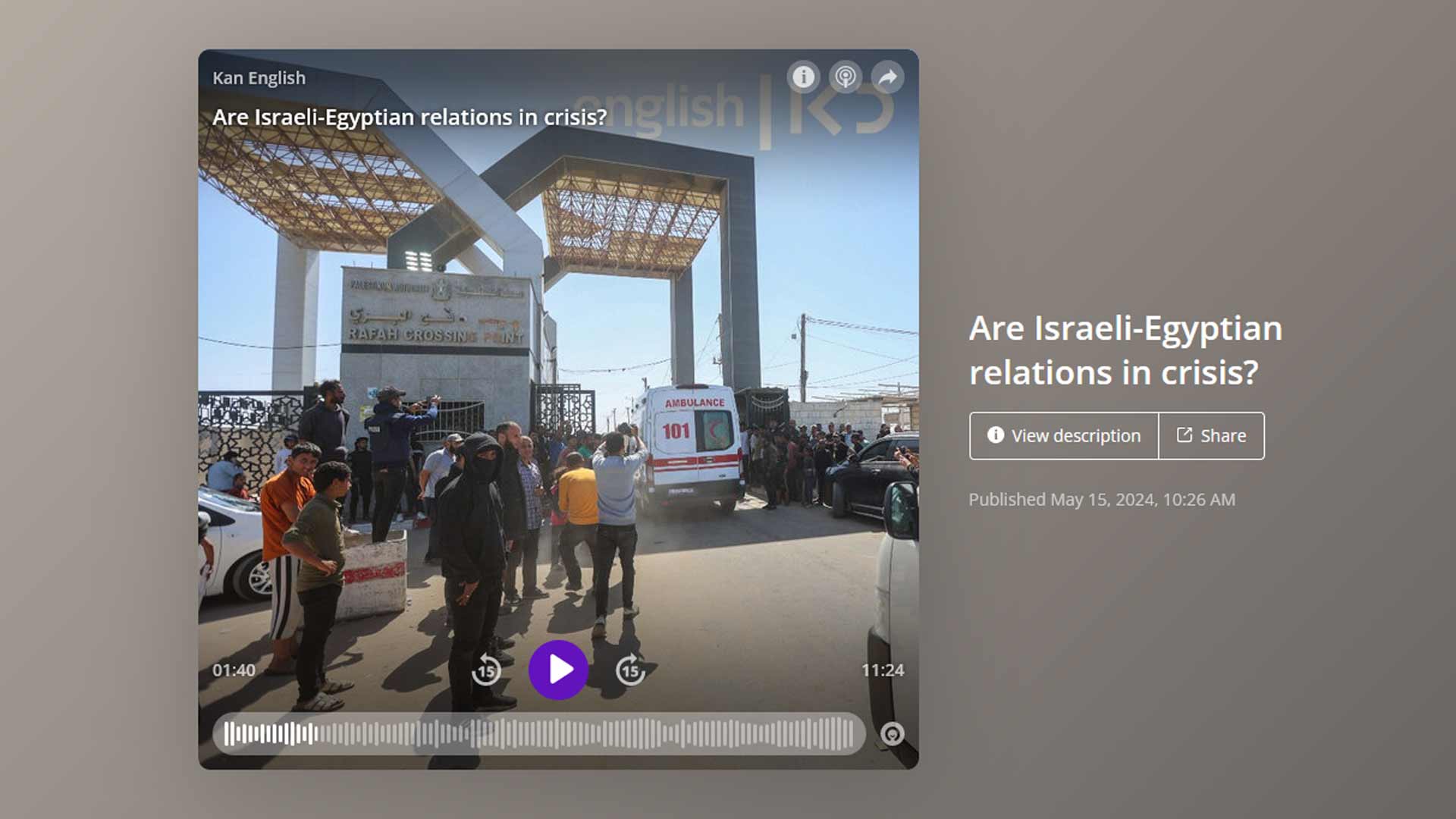 Are Israeli-Egyptian relations in crisis? | KAN ENGLISH - ITME Inside The Middle East